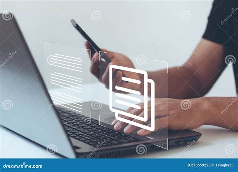 Document Management Concept Online Documentation Database Hand With