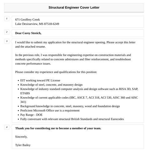 Structural Engineer Cover Letter Velvet Jobs