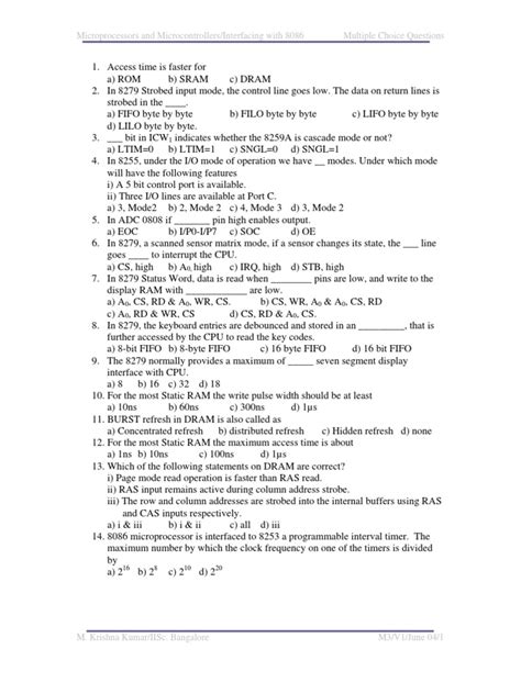 microprocessors and microcontrollers interfacing with 8086 pdf random access memory