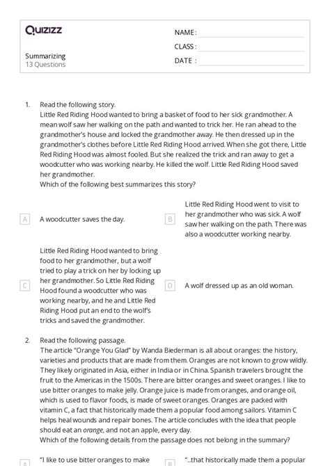 50 Summarizing Worksheets For 5th Grade On Quizizz Free Printable