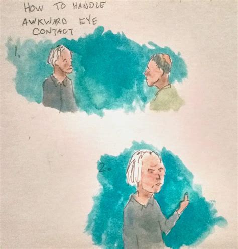[oc] How To Handle Awkward Eye Contact Water Color And Pen Scrolller