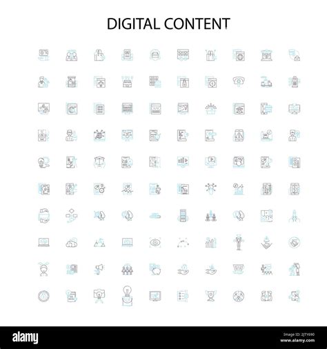 Digital Content Icons Signs Outline Symbols Concept Linear