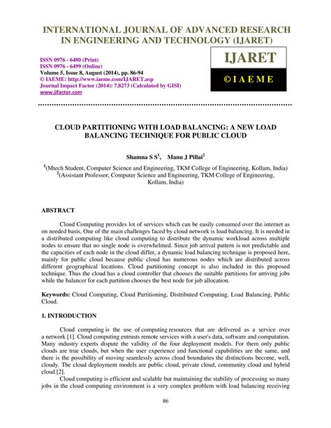Cloud Partitioning With Load Balancing A New Load Balancing Technique