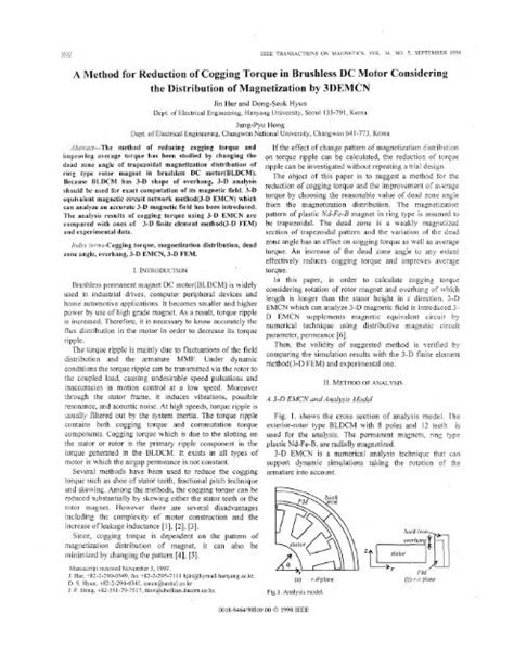 A Method For Reduction Of Cogging Torque In Brushless Dc Motor