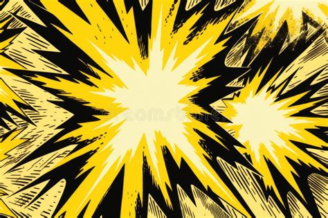Stream Of Yellow Lightning Strikes Comic Book Pattern Generative Ai