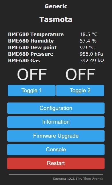 Wemos D1 Mini Esp8266 Tasmota Mqtt And Bme688 Sensor Kevin B Agar