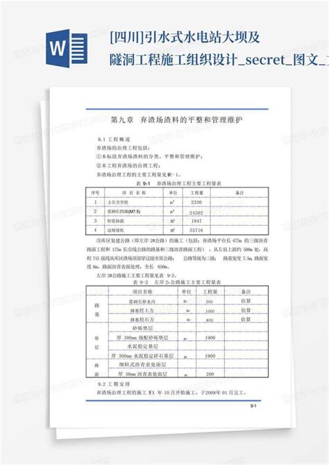 四川 引水式水电站大坝及隧洞工程施工组织设计secret图文文word模板下载编号qxbavbdj熊猫办公