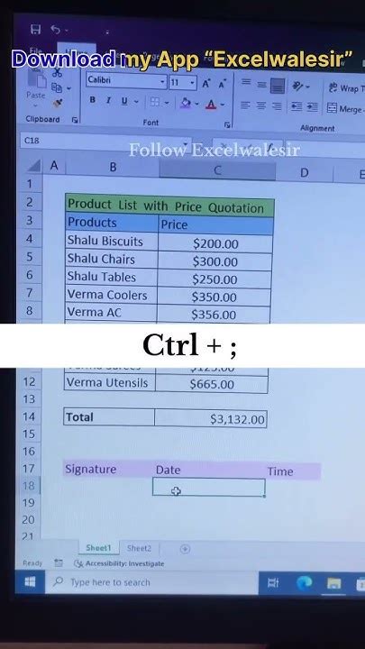 Current Date And Time Entry Shortcut In Excel Excelwalesir Excel Exceltricks Tips