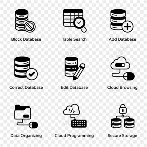데이터베이스 및 기술을위한 솔리드 아이콘 Png 일러스트 무료 다운로드 Lovepik