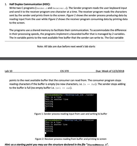 Solved Half Duplex Communication Hdc Write Two C Programs