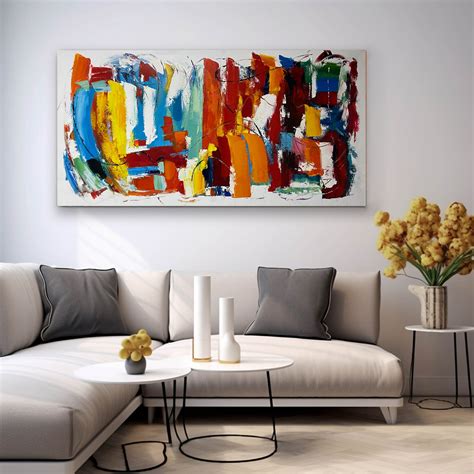 Large Colorful Living Room Wall Painting Colorful Abstract Canvas Art