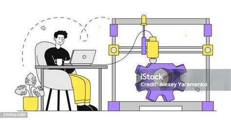 간단한 3d 프린터 벡터를 가진 남자 개발에 대한 스톡 벡터 아트 및 기타 이미지 개발 건설 기계류 건설 장비 Istock