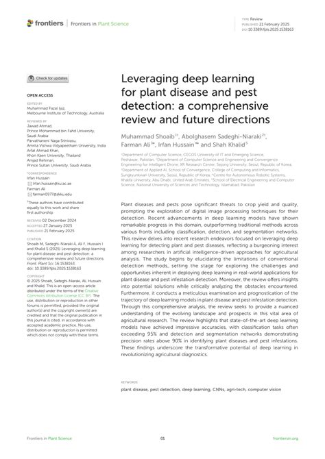 Pdf Leveraging Deep Learning For Plant Disease And Pest Detection A Comprehensive Review And