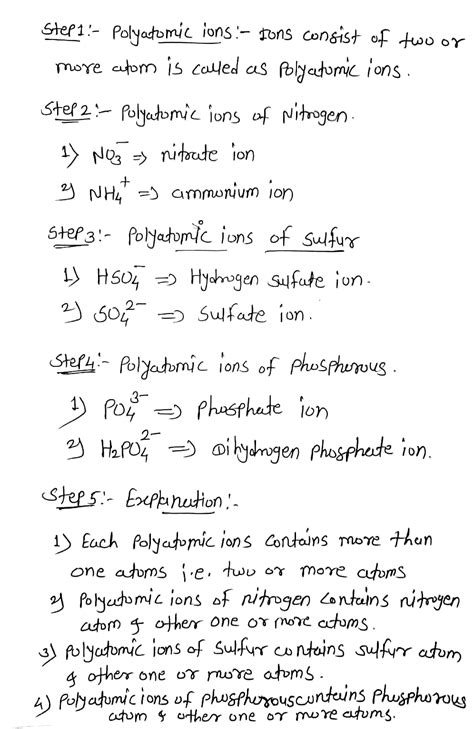 Solved What Are The Names Of 1 Polyatomic Ion That Each Contain
