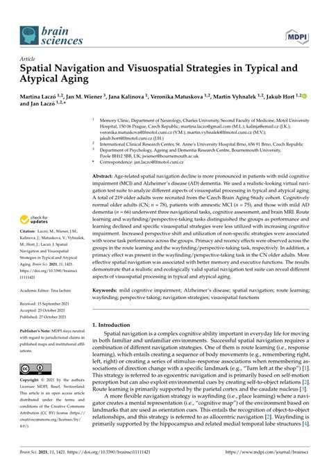 Pdf Spatial Navigation And Visuospatial Strategies In Typical And Atypical Aging