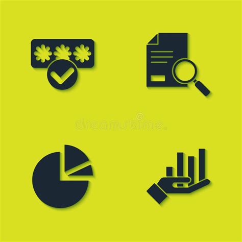 Set Password Protection Pie Chart Infographic And Document With Search Icon Vector Stock