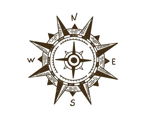 Premium Vector Compass Wind Rose Hand Drawn Illustration