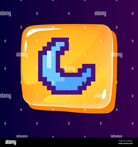 Night Mode Glossy Ui Button With Pixelated Color Icon Stock Vector