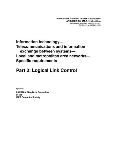 ISO IEC 8802 2 1998 Information Technology Telecommunications And Information Exchange Between