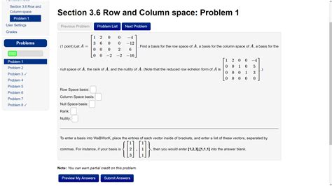 Solved Section 3 6 Row And Column Space Section 3 6 Row And Chegg Com