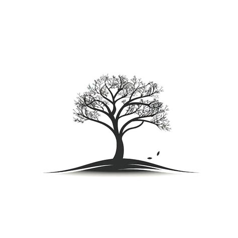 Black Simple Abstract Tree Logo Element On White Background Premium AI Generated Vector