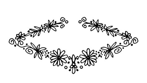 검은 윤곽선에 간단한 손으로 그린 벡터 그리기 꽃 의 명랑 자 프레임 대칭 장식 인쇄 엽서 초대장 제품 장식용 카모마일 꽃 곱슬 머리 잎 0명에 대한 스톡 벡터 아트 및