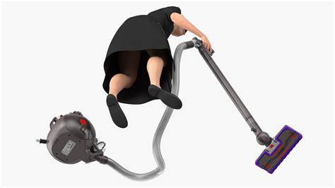 housekeeping maid with dyson big ball vacuum cleaner rigged for maya 3d model 219 ma free3d