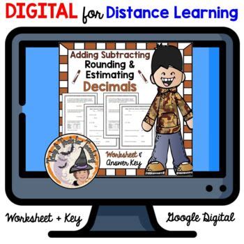 DIGITAL Adding Subtracting Decimals Worksheet And Answer Key Rounding Estimating