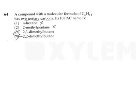 A Compound With A Molecular Formula Of C6h14 Studyx