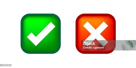 확인 표시 및 X 또는 확인 및 거부 사각형 아이콘 버튼 3d 앱 및 웹 사이트 기호 아이콘 확인 표시 선택 선택을위한 확인란 버튼 체크리스트에 대한 사각형 응답 상자 승인