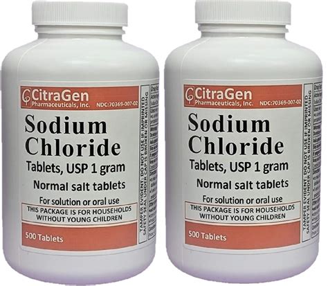 Buy Sodium Chloride S 1 Gm Usp Normal Salt S 1000 S 2 Pack Of 500 S