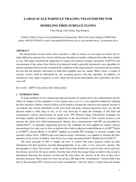 Large Scale Particle Tracing Velocimetry For Pdf Applied And