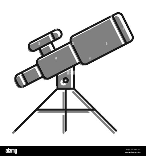 Linear Filled With Gray Color Icon Telescope For Observing Space Stars And Planets Of Solar