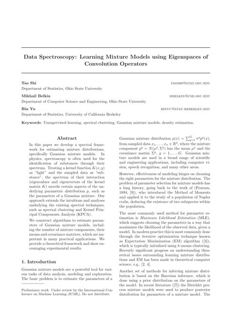 Pdf Data Spectroscopy Learning Mixture Models Using Eigenspaces Of Convolution Operators