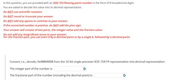 Answered In This Question You Are Provided With An IEEE 754 Floating