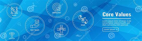 Core Values Or Mission And Vision Icon Set W Web Header Banner Stock
