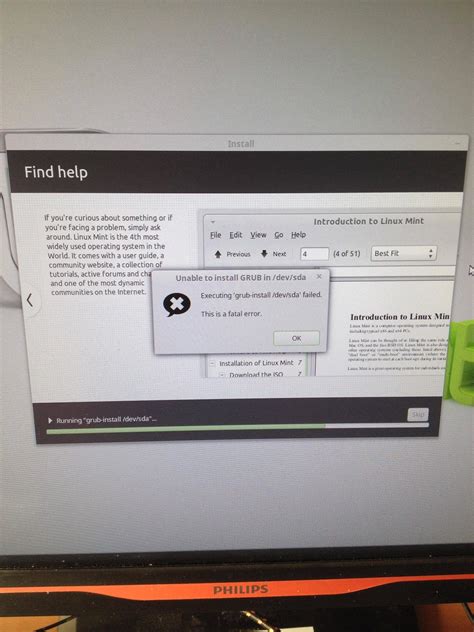 unable to install grub r linuxmint