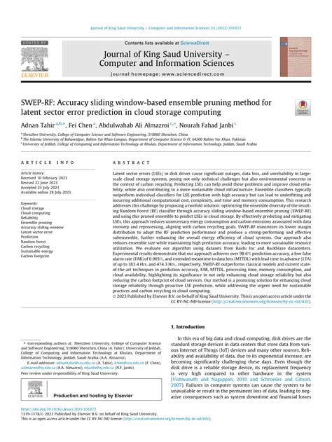 Pdf Swep Rf Accuracy Sliding Window Based Ensemble Pruning Method
