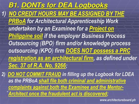 Ppt Diversified Experience In Architecture Dea Logbook Filing Powerpoint Presentation Id