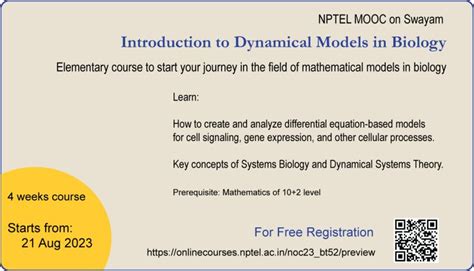 Biplab Bose On Linkedin Nptel Swayam Moocs Dynamicalsystems Qbio Systemsbiology Bio