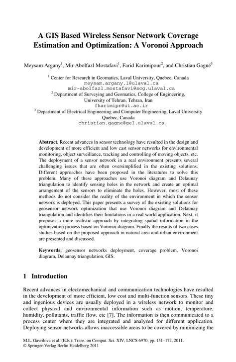 Pdf A Gis Based Wireless Sensor Network Coverage Estimation And Optimization A Voronoi Approach