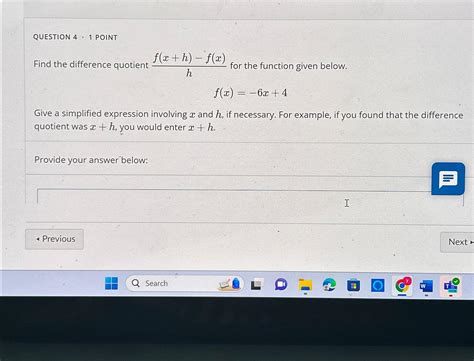 Solved QUESTION POINTFind The Difference Quotient Chegg Com
