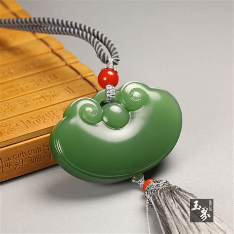 碧玉 如意平安锁挂件玉界臻品玉雕艺术中心