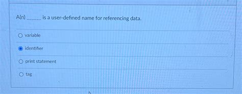 Solved An ﻿is A User Defined Name For Referencing