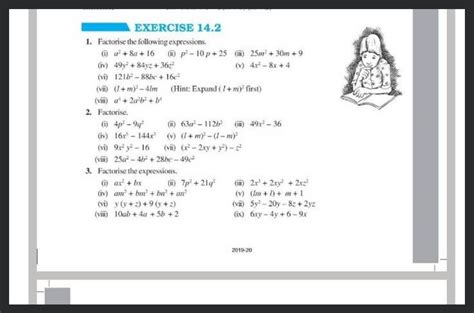 Exercise 14 21 Factorise The Following Expressions I A2 8a 16 Ii P