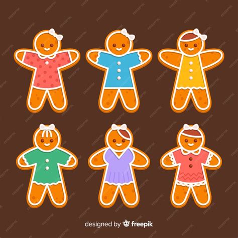 진저 브레드 남자 쿠키 모음 무료 벡터