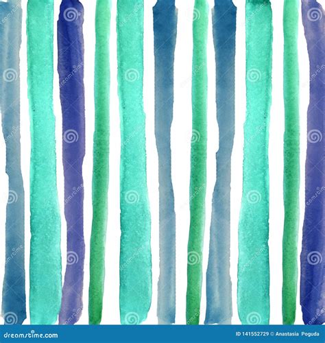 Watercolor Blue And Green Stripes Stock Illustration Illustration Of