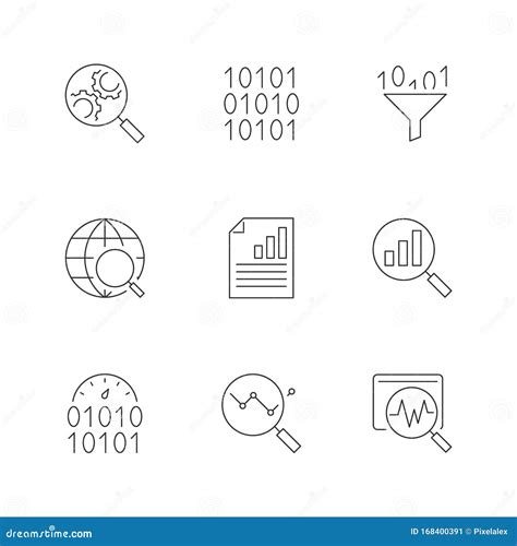 Analysis Line Icons Collection Inference Evaluation Interpretation