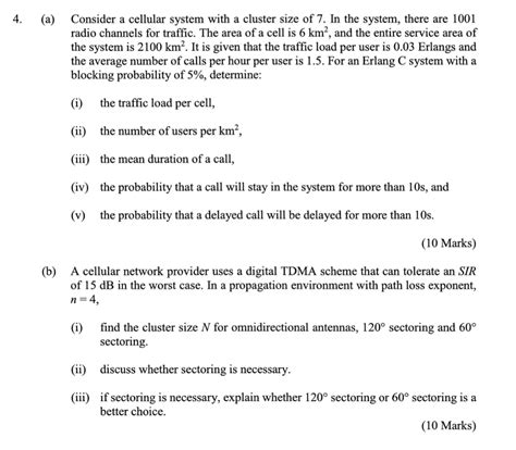 Solved 4 A Consider A Cellular System With A Cluster Size