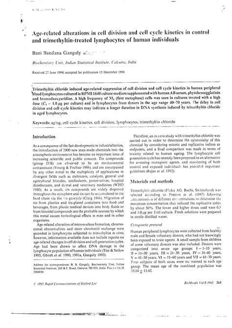 Pdf Age Related Alteration In Cell Division And Cell Cycle Kinetics In Control
